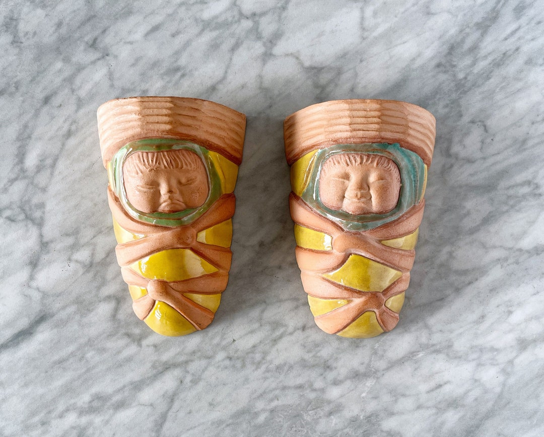 Pair of Rare Mid Century 6" Ceramic Wall Pocket Planters - Mathilde ...