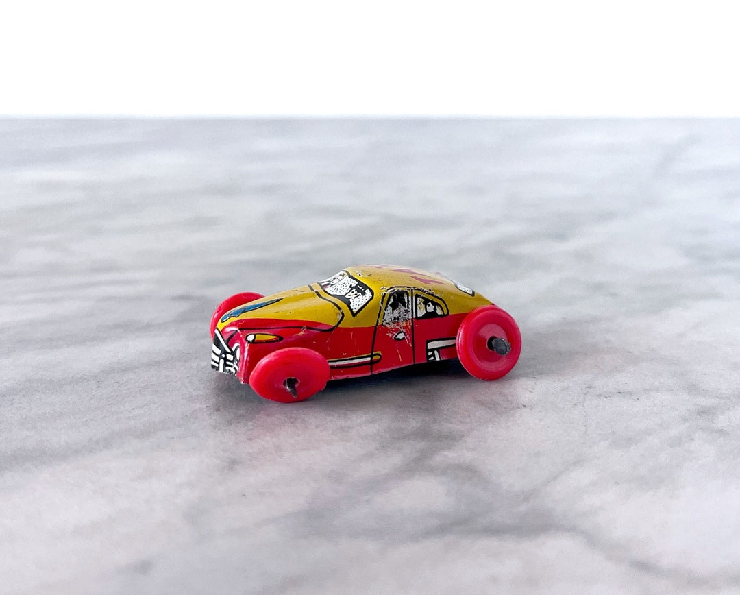 Vintage Miniature Tin Taxi Cab Toy - Antique Whimsical Children's ...
