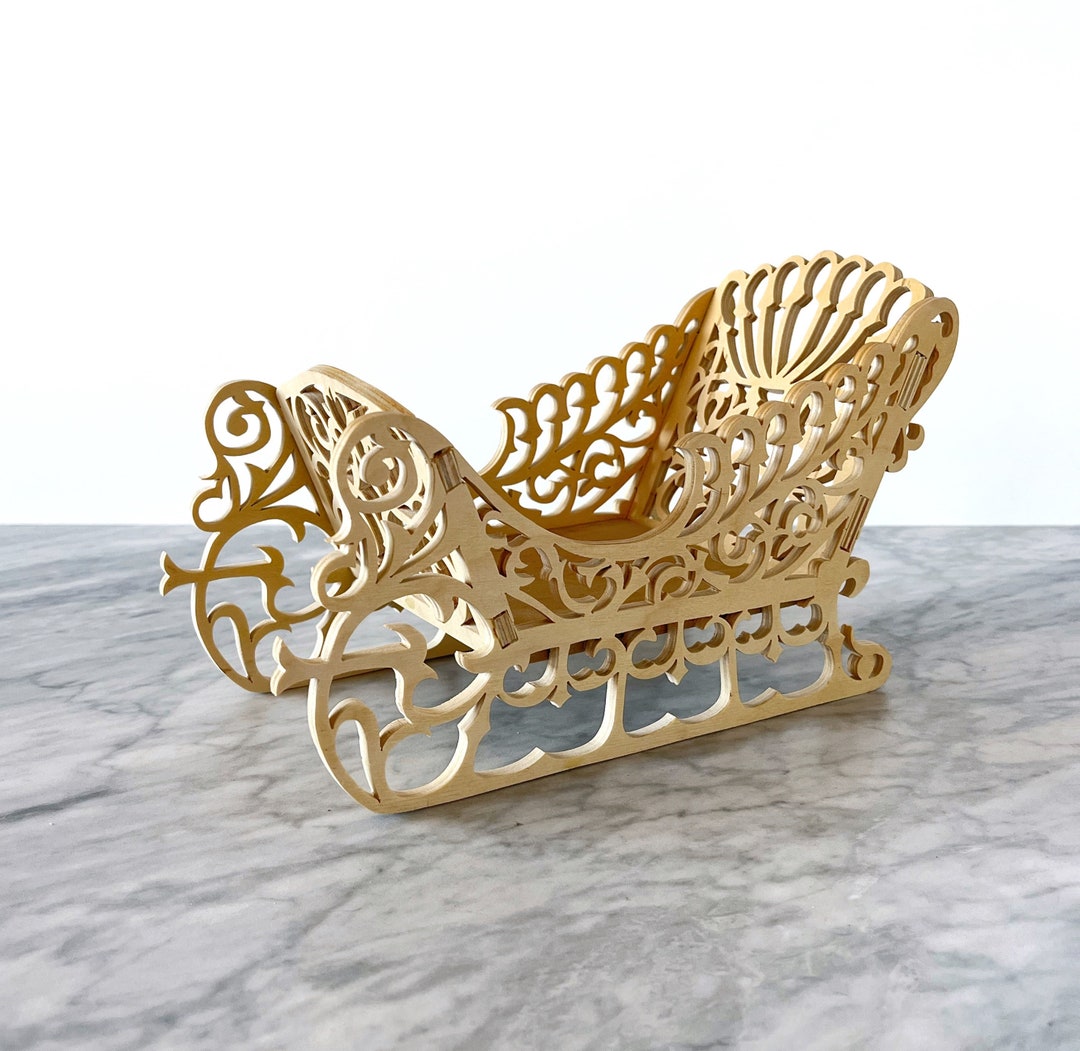 Traditional Wooden 3D Filigree Christmas Sleigh - Scroll Saw Old World ...