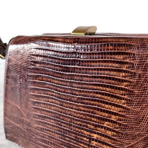 Vintage 1950s Chocolate Brown Lizard Purse With Brass Clasp Midcentury ...