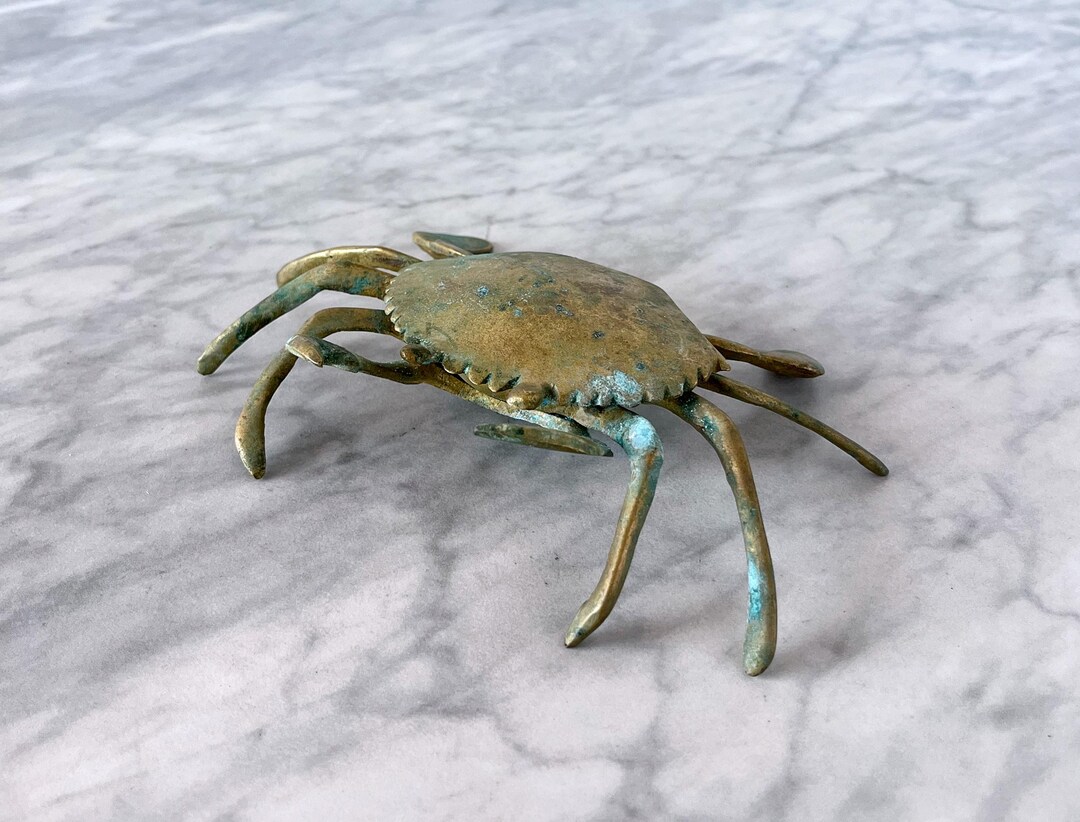 Vintage Brass Crab Hinged Trinket Box - Rustic Coastal Decor - Etsy