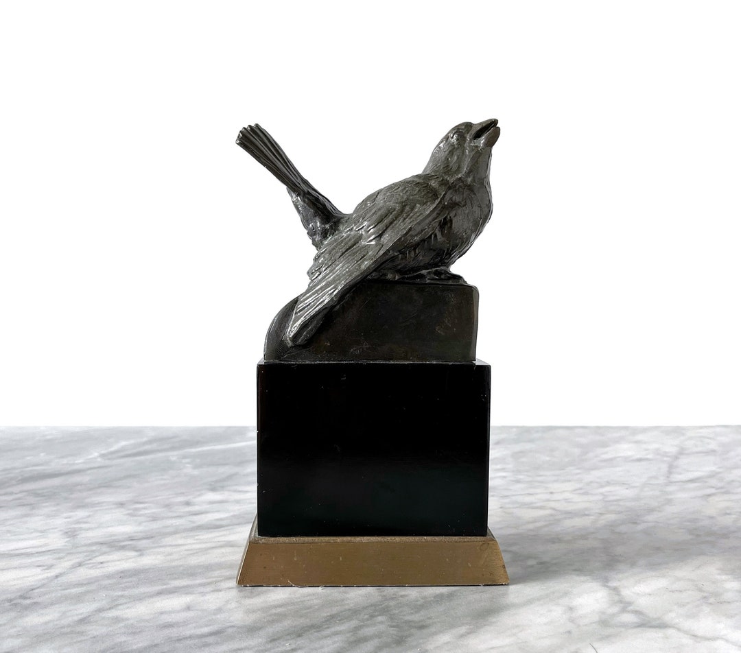 Vintage Cast Metal Songbird Statue - Library Office Children's Room - Etsy