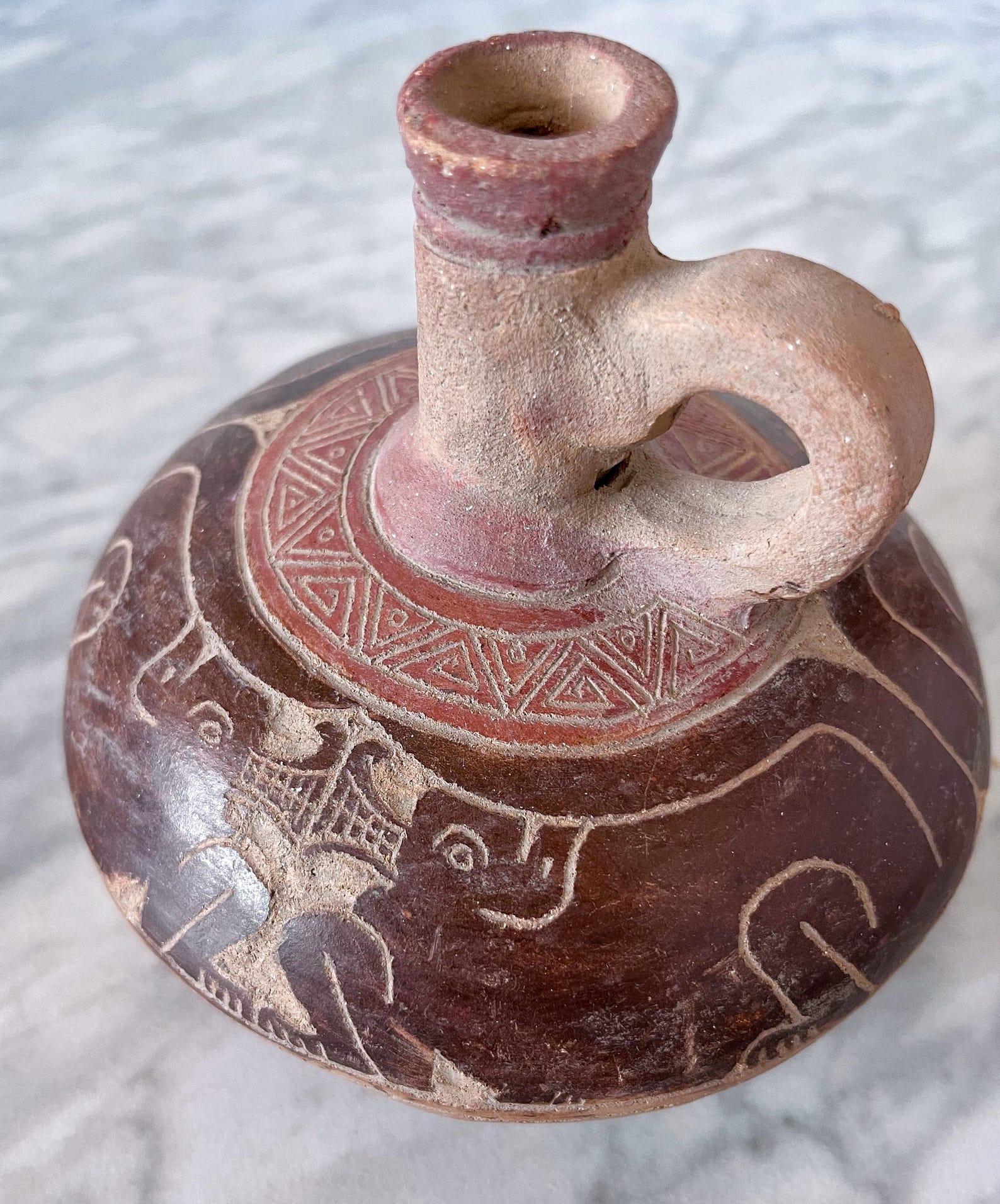 Antique Ecuadorian Pre-columbian Etched Pottery Jug Vessel - South ...