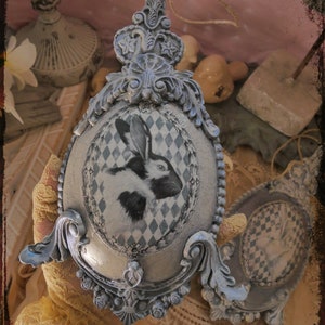 Victorian Style Rabbit Hanging Decorations, Vintage Style French Gray ...