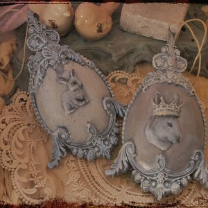 Victorian Style Rabbit Hanging Decorations, Vintage Style French Gray ...