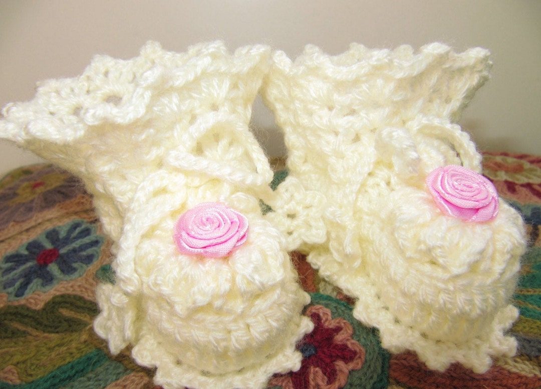 Handmade Crochet Yellow Baby Booties. Baby Girl Crochet Shoes. Baby ...