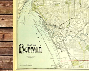 Antique BUFFALO MAP of Buffalo Wall Art Decor New York Map | Etsy