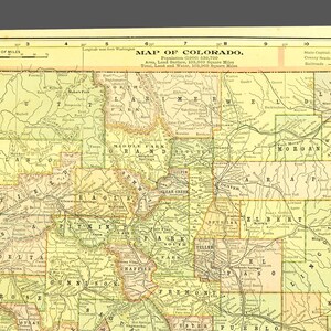 Antique Colorado Map of Colorado Wall Art Decor Original Old | Etsy