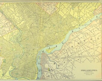 Antique Map Philadelphia - Etsy