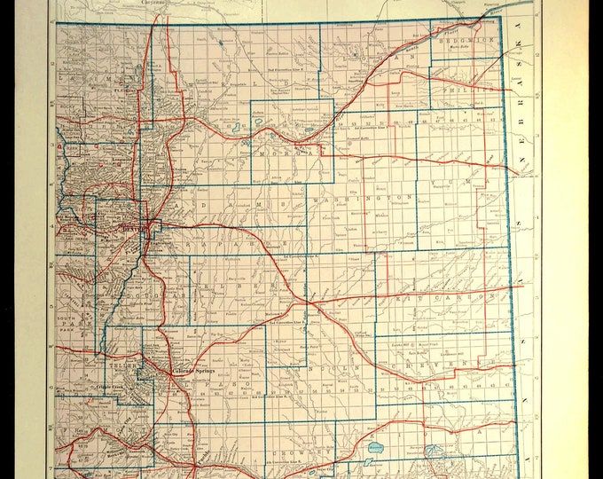 Eastern Colorado Map of Colorado Road Map Wall Art Decor LARGE Highway ...