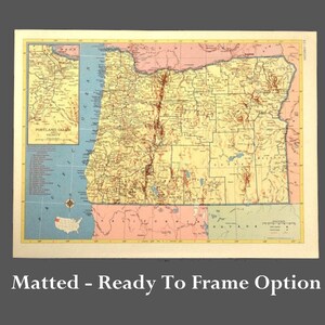 Oregon Map of Oregon Wall Art Decor Vintage 1950s Original | Etsy