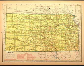 Old Kansas Map - Etsy