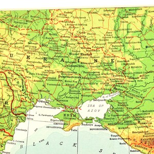Black Sea Map of the Ukraine Topographic Map Southern Russia - Etsy