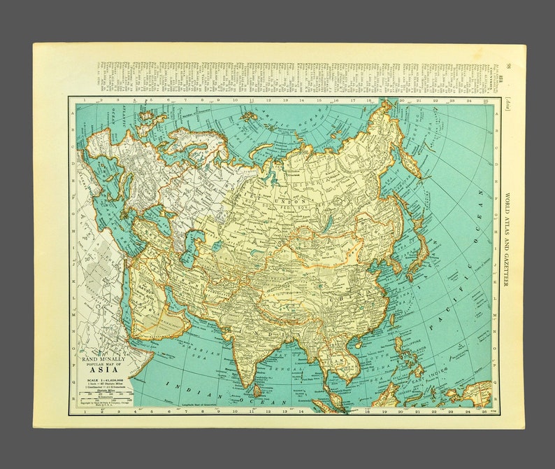 Asia Map of Asia Wall Decor Art Vintage 1930s Original Travel | Etsy