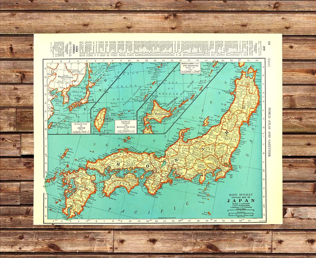 Vintage JAPAN MAP Wall Art Frameable ORIGINAL 1930s Traveler - Etsy