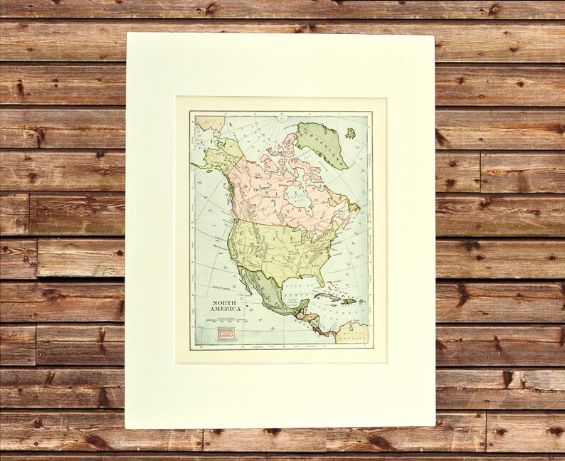 Vintage NORTH AMERICA Map of North America Wall Art Frameable - Etsy