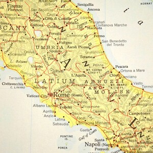 Italy Map of Italy Wall Art Decor Vintage Sicily Sardinia | Etsy