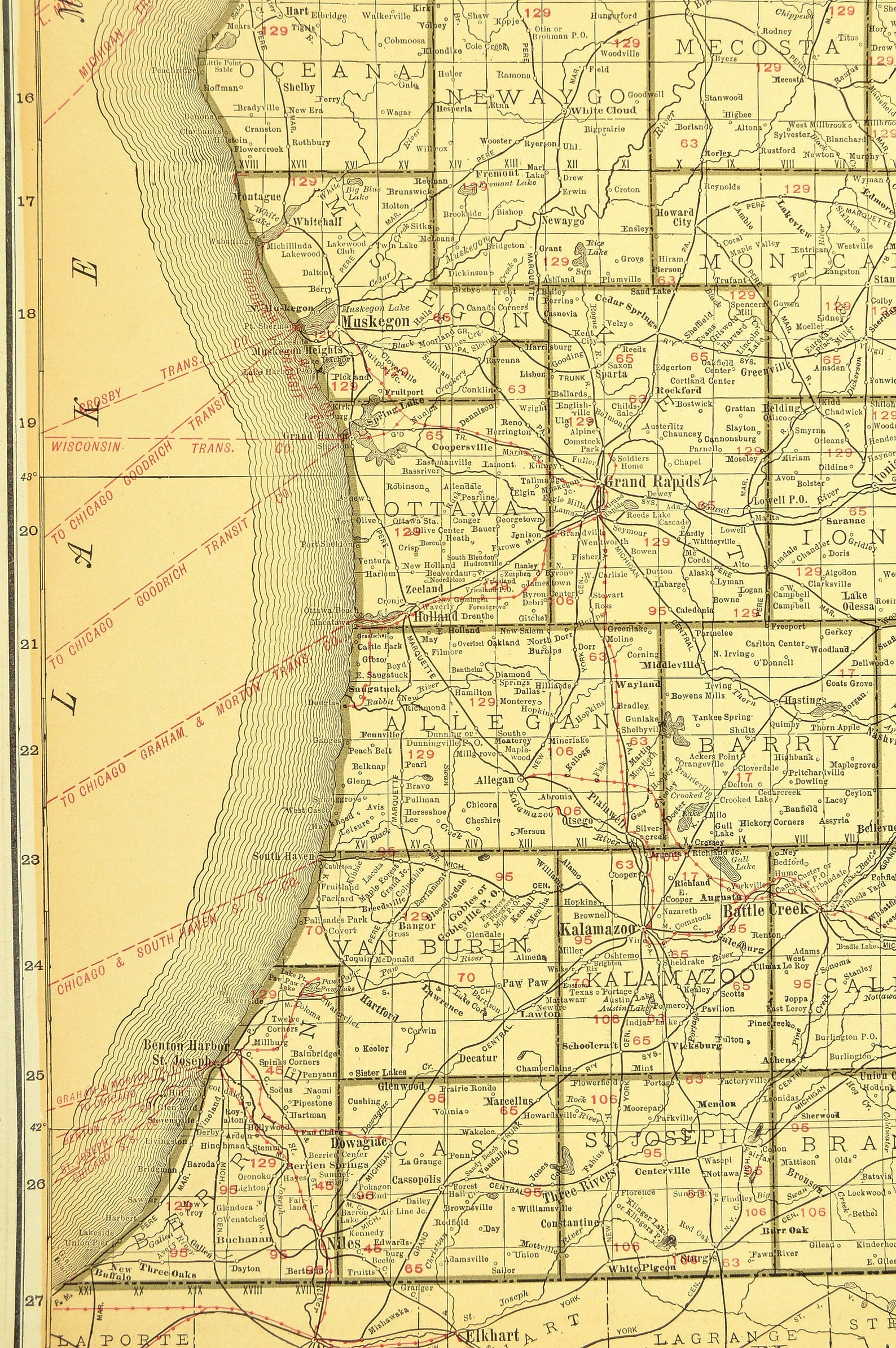 MICHIGAN Railroad Map Wall Art Decor Antique Old EXTRA LARGE - Etsy