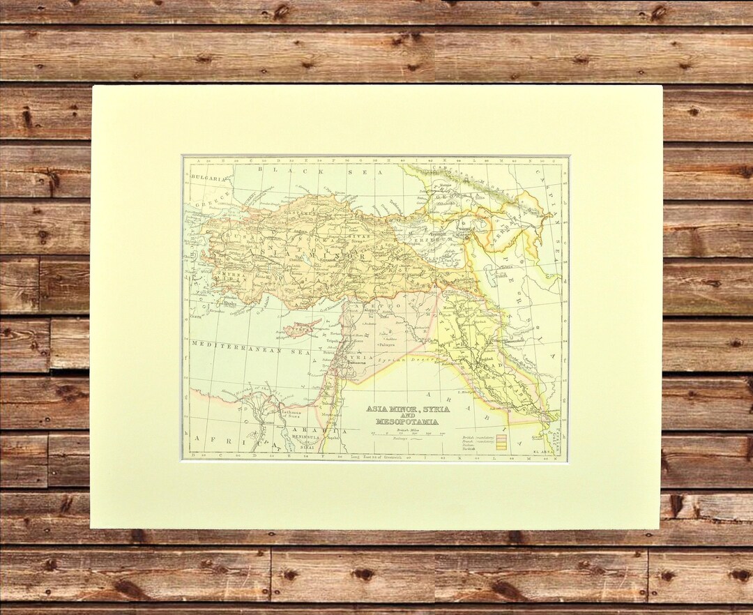 Vintage TURKEY MAP Palestine Ca 1930 Asia Minor Mesopotamia Syria ...