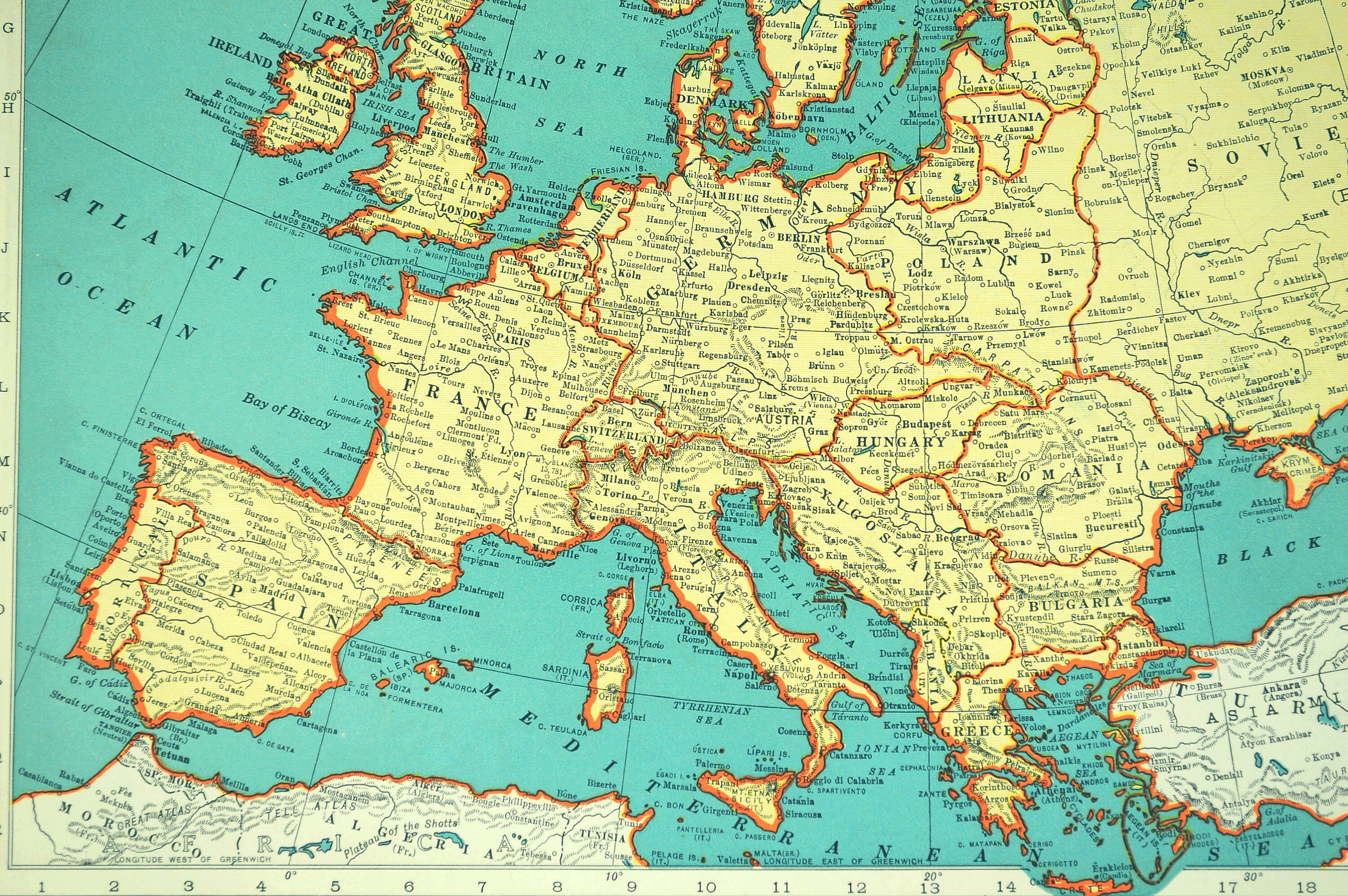 EUROPE Map of Europe Wall Art Frameable Matted ORIGINAL - Etsy Australia