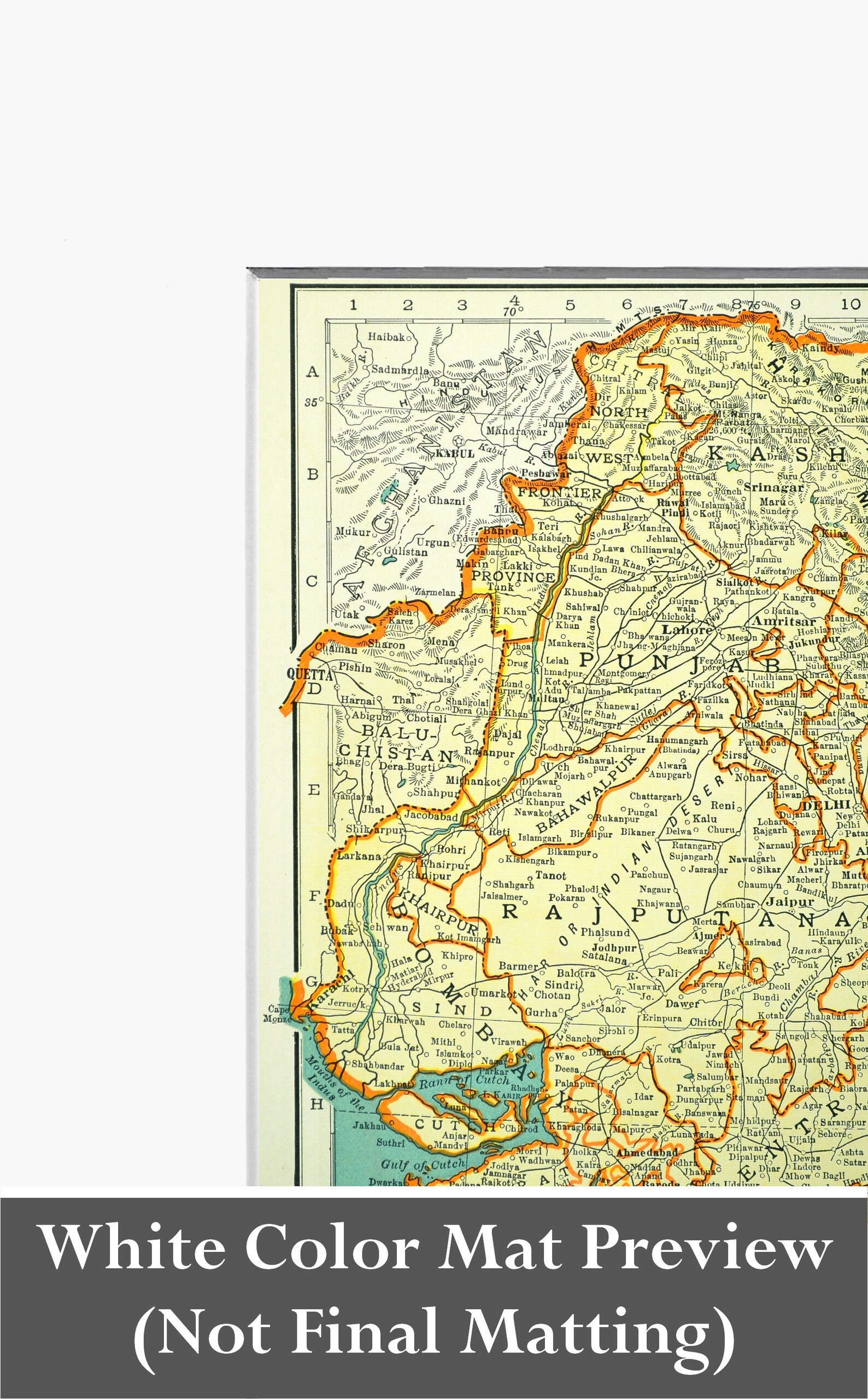 INDIA Map of India Wall Art Frameable Matted ORIGINAL Traveler - Etsy