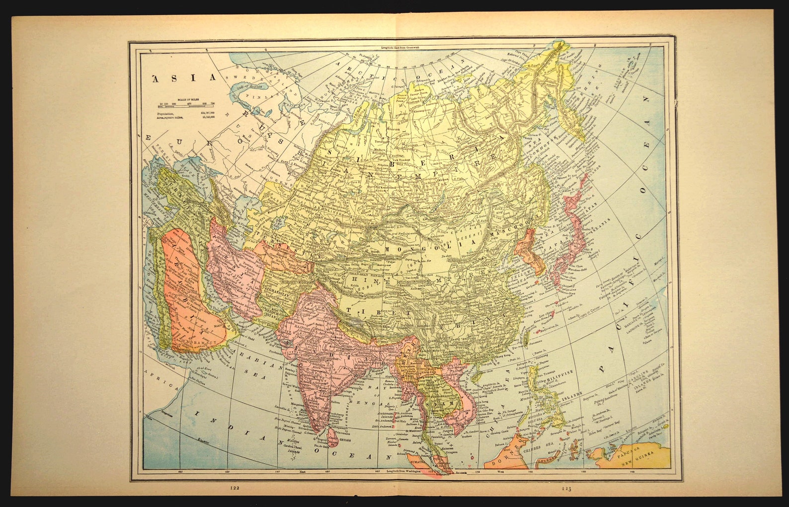 Antique ASIA MAP Wall Decor Art LARGE 1800s Original Traveler - Etsy