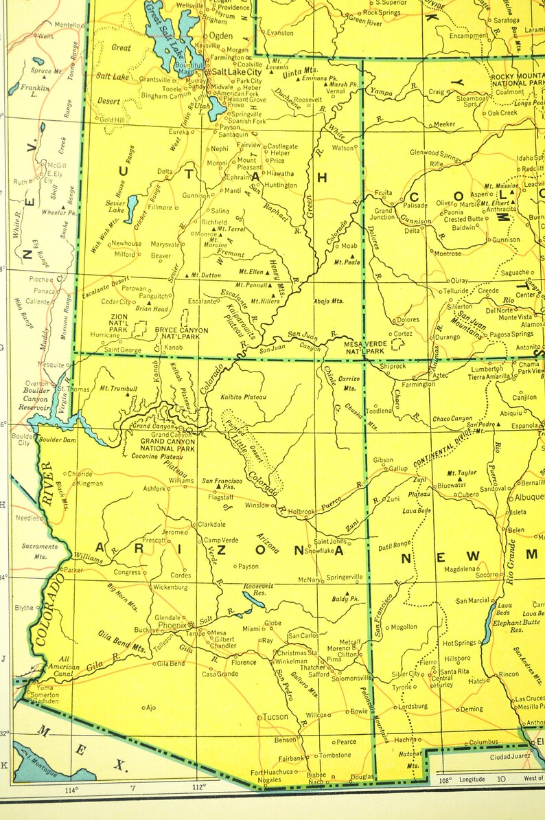 SOUTHWEST United States Railroad Map Wall Art Frameable - Etsy