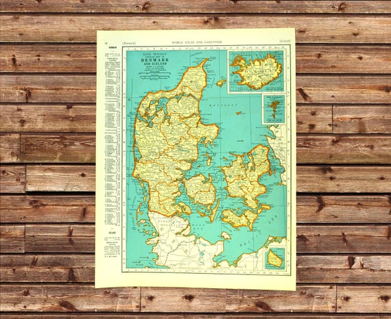 Vintage DENMARK MAP Wall Art Decor Frameable Ready to Frame | Etsy