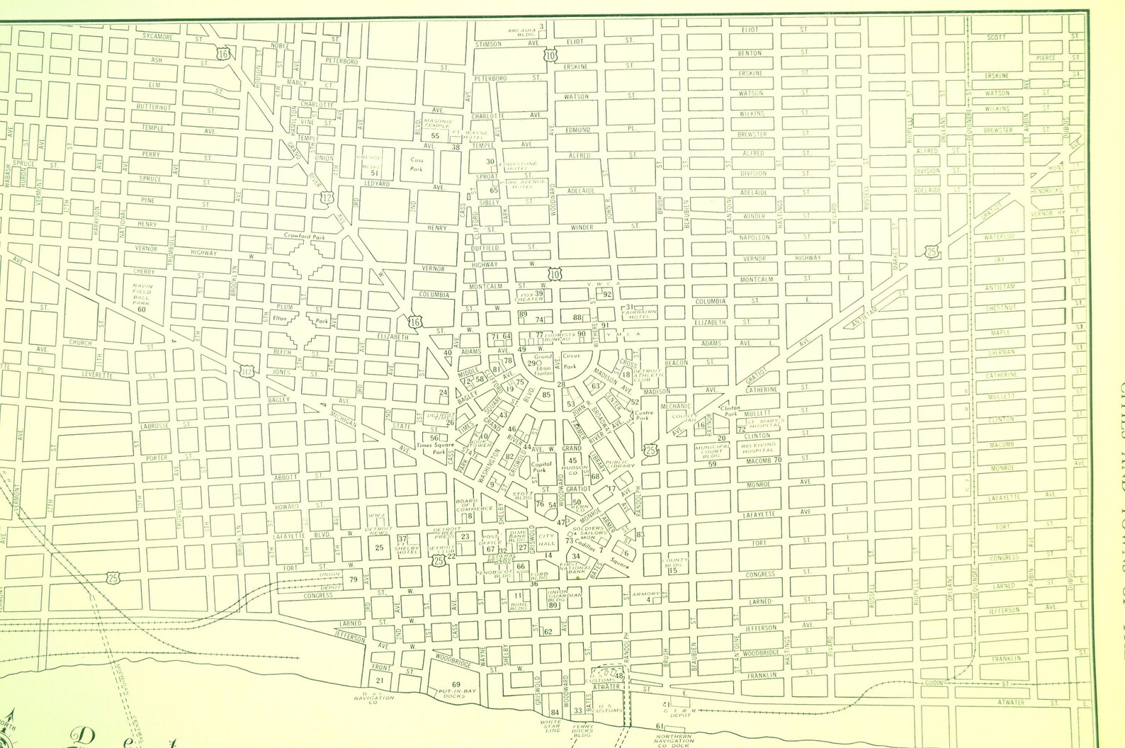 Vintage 1940s DETROIT STREET Map of Detroit City Map Wall Art - Etsy