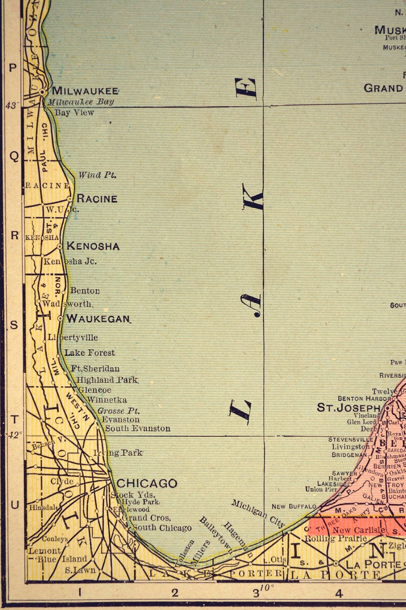 LARGE Michigan Map of Michigan Wall Decor Art Antique Original | Etsy