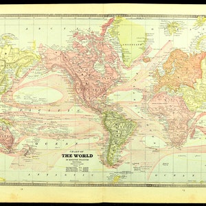 Antique WORLD MAP Wall Decor Map of the World LARGE 1800s - Etsy