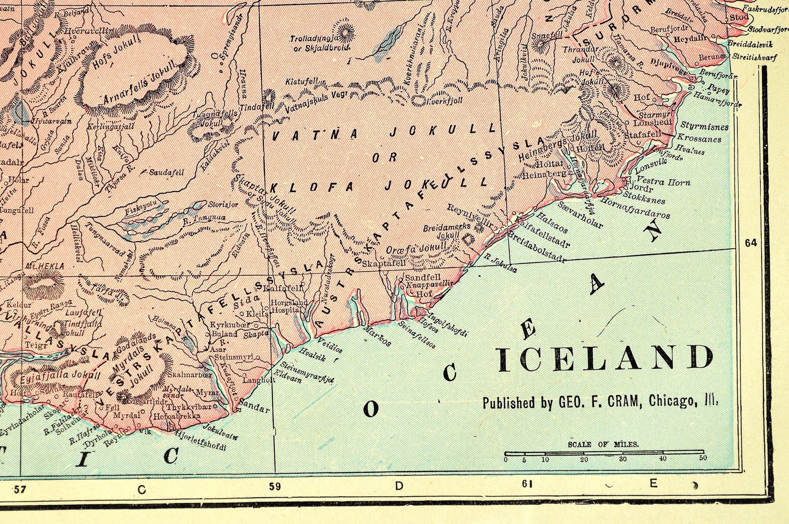 Iceland Map of Iceland Wall Art Decor Antique Original Early | Etsy