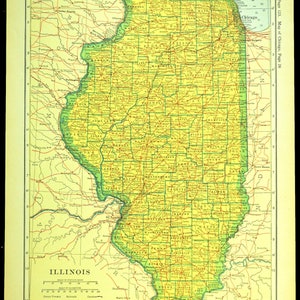 Vintage ILLINOIS Railroad Map of Illinois Wall Art Antique - Etsy