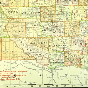 Vintage SOUTH DAKOTA Railroad Map Wall Art Antique LARGE Original - Etsy