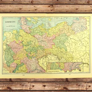 Antique GERMANY Map of Germany Wall Art Decor LARGE ORIGINAL - Etsy