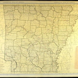 Vintage ARKANSAS Railroad Map Wall Art Decor LARGE Antique Original ...