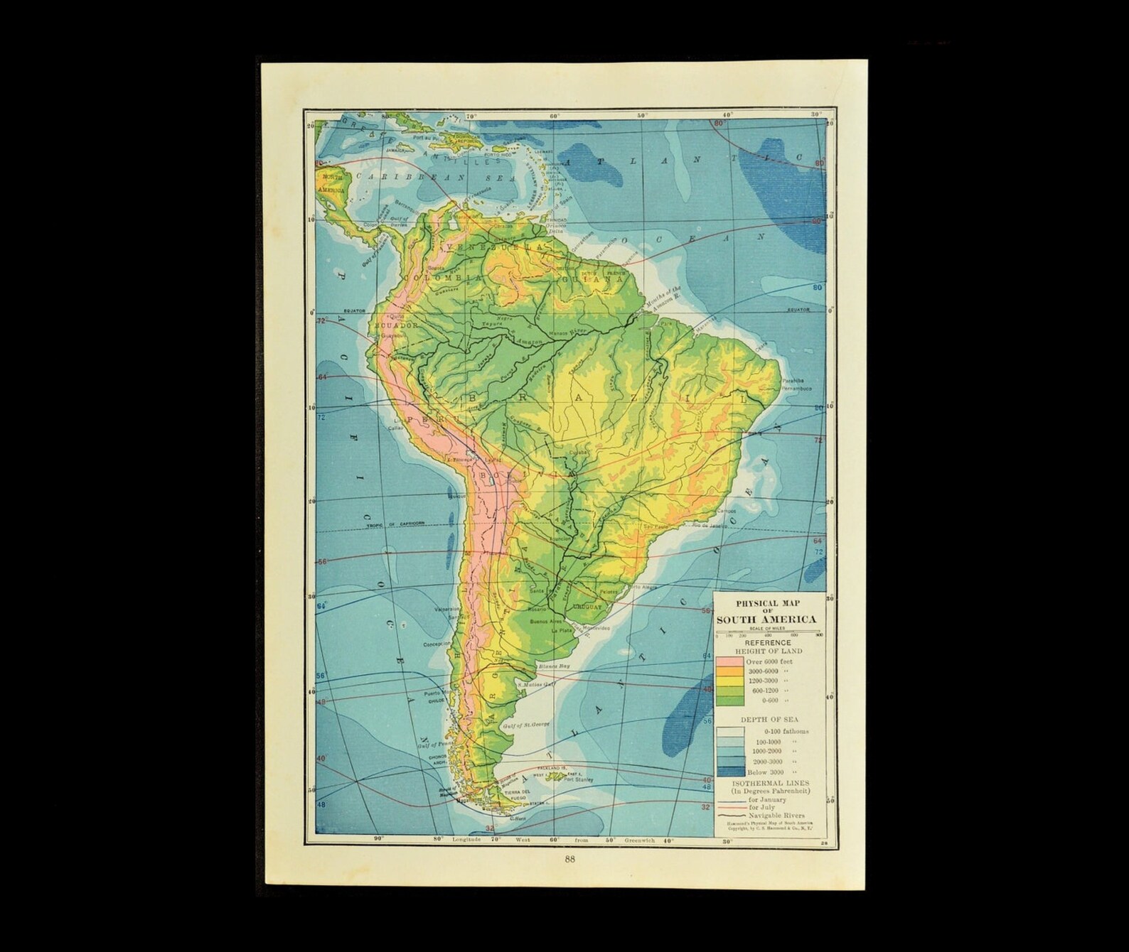 South America Map of South America Wall Art Decor Topographic | Etsy