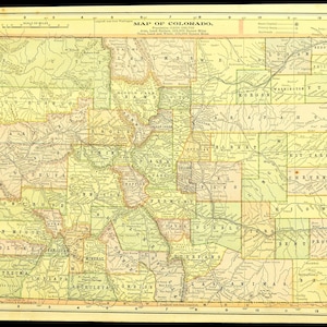 Antique Colorado Map of Colorado Wall Art Decor Original Old | Etsy