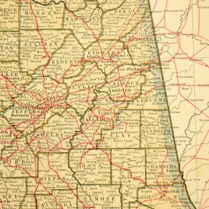 Antique ALABAMA RAILROAD Map Wall Art Decor ORIGINAL Railway - Etsy