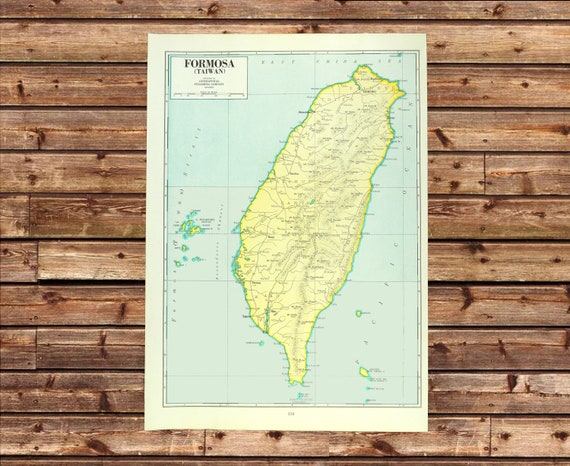 Vintage FORMOSA Map of Taiwan Wall Art Frameable 1940s - Etsy