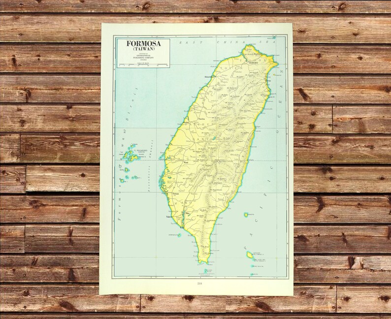 Vintage FORMOSA Map of Taiwan Wall Art Frameable 1940s - Etsy