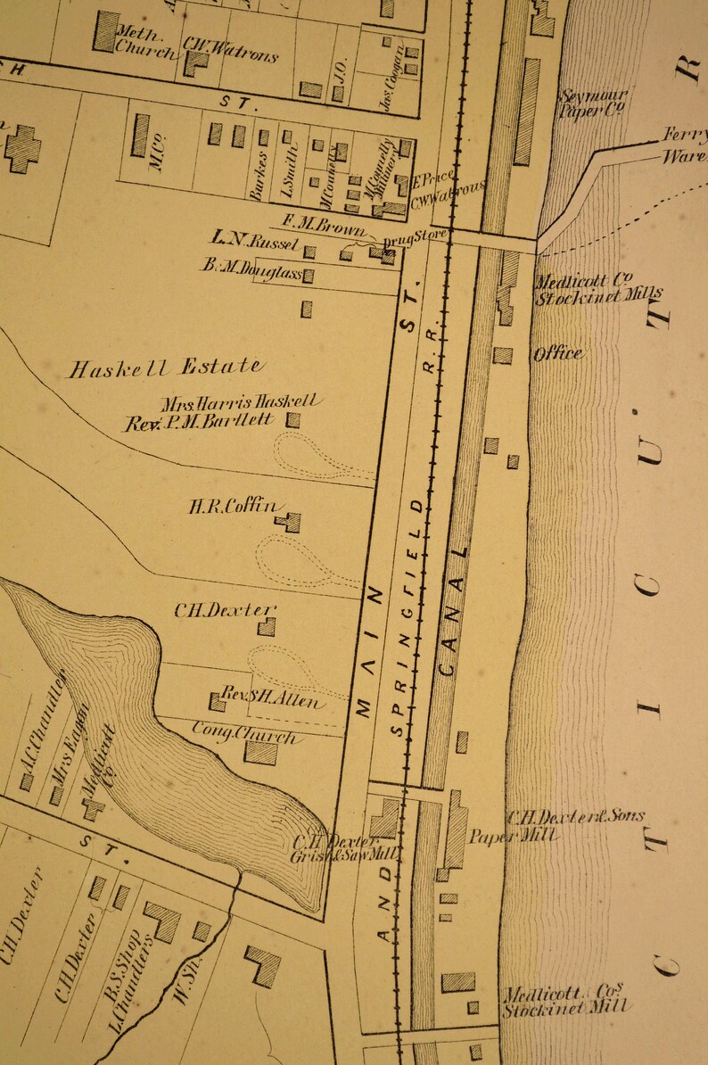 Windsor Locks Connecticut Map Antique Residential Street Map | Etsy