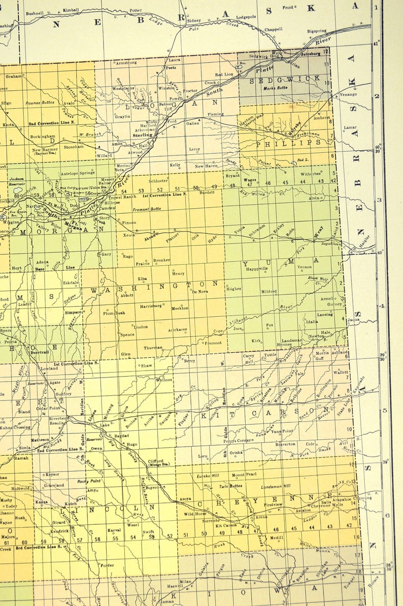 Eastern COLORADO MAP of Colorado Wall Art Decor LARGE Eastern | Etsy
