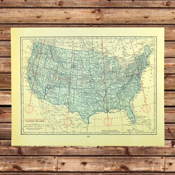 United States Map With Time Zones - Etsy