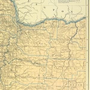 Antique OREGON COAST Map Wall Art Decor LARGE Western Original - Etsy