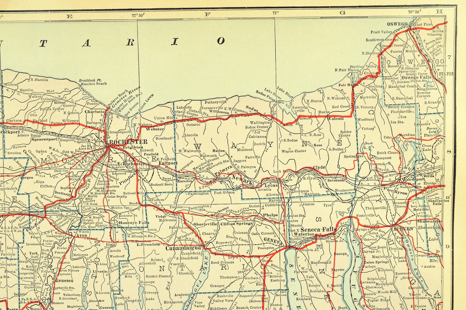 New York Map of Western New York Road Map Wall Decor Art LARGE | Etsy