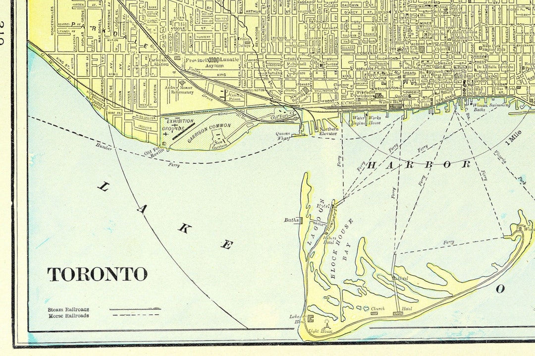 Vintage TORONTO Map City Street Wall Art ORIGINAL Canada Ontario Old ...