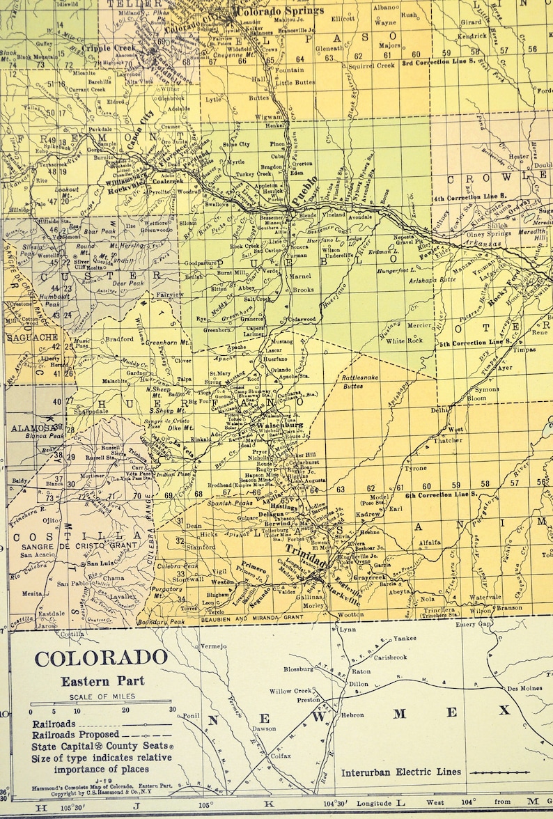 Eastern COLORADO MAP of Colorado Wall Art Decor LARGE Eastern | Etsy