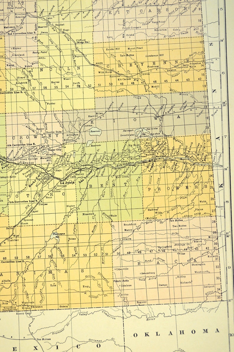 Eastern COLORADO MAP of Colorado Wall Art Decor LARGE Eastern | Etsy