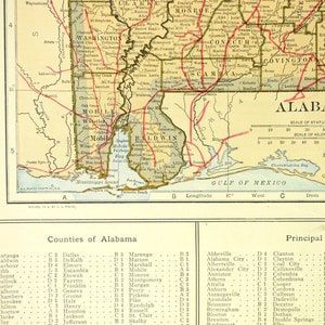 Antique ALABAMA RAILROAD Map Wall Art Decor ORIGINAL Railway - Etsy